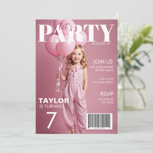 Photo Magazine Style Kids Birthday Invitation | Zazzle