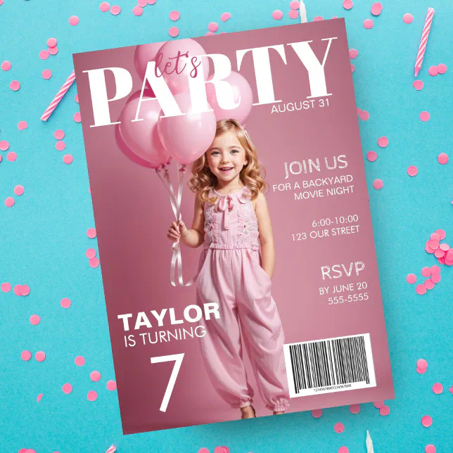 Photo Magazine Style Kids Birthday Invitation | Zazzle