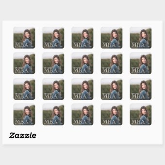 Photo MBA Degree Graduation Square Sticker | Zazzle