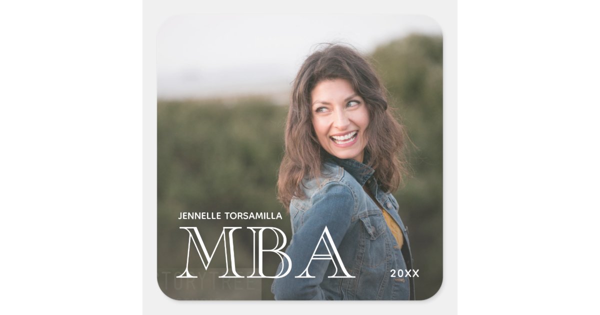 Photo MBA Degree Graduation Square Sticker | Zazzle