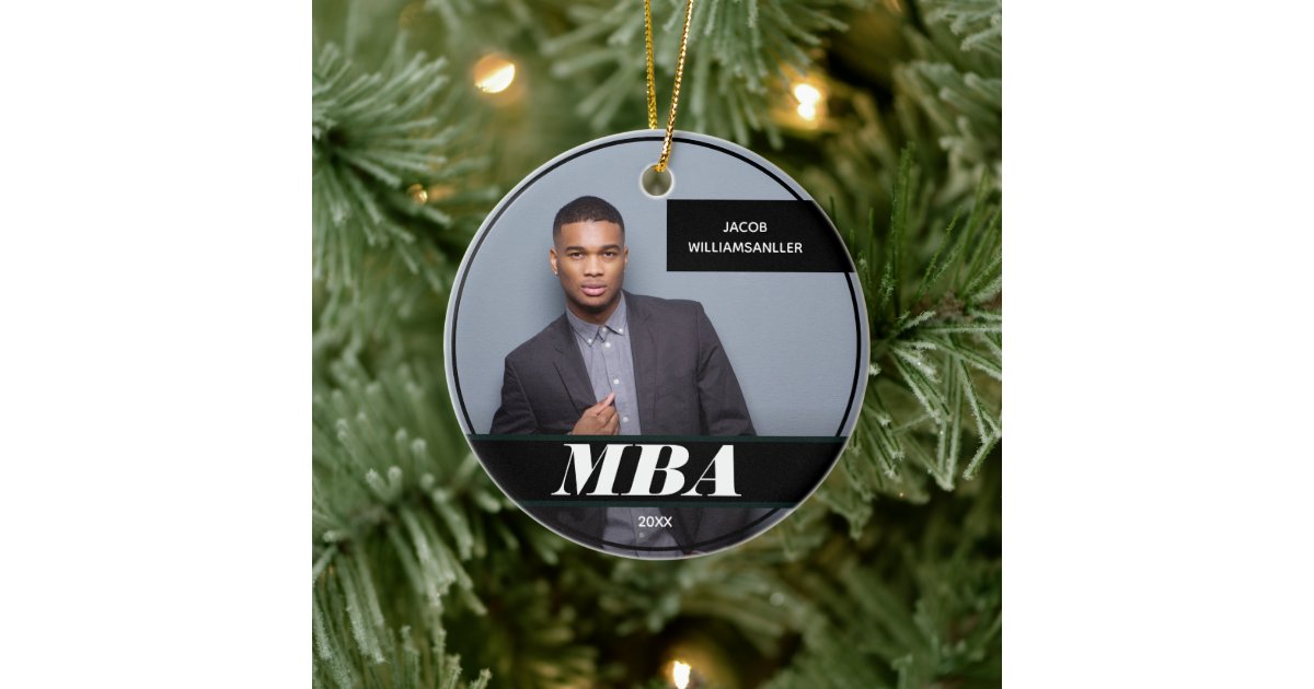 Photo MBA Degree Name Black Graduation Ceramic Ornament | Zazzle