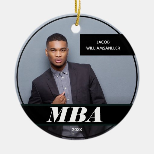 Photo MBA Degree Name Black Graduation Ceramic Ornament | Zazzle
