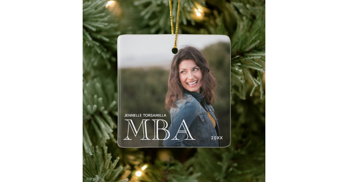 Photo MBA Degree Name Year Graduation Ceramic Ornament | Zazzle