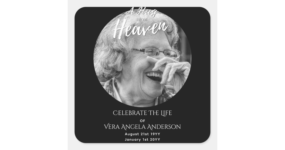 Photo Memorial Celebration of Life Funeral Gifts Square Sticker | Zazzle