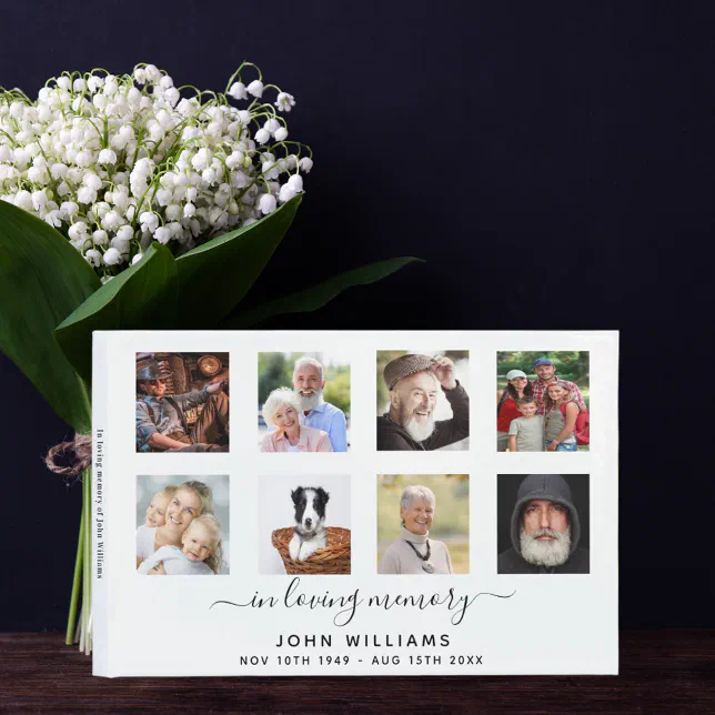 Photo memorial funeral in loving memory guest book | Zazzle