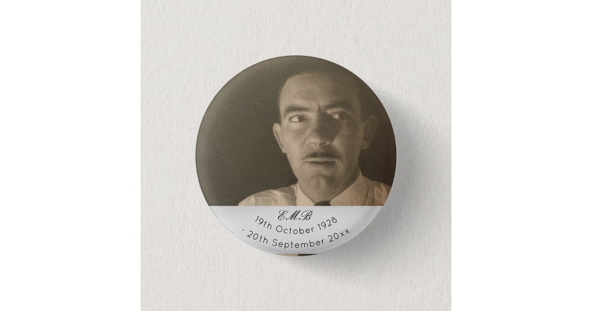 Photo Memorial Funeral Monogram Button | Zazzle