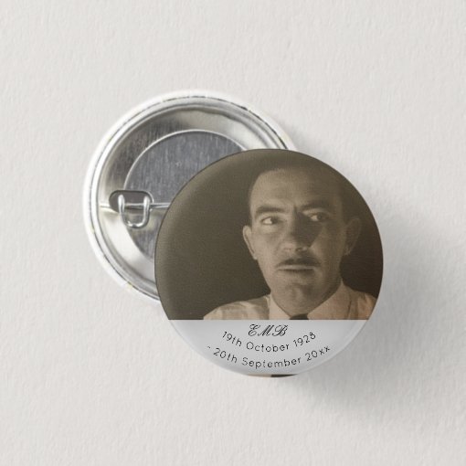 Photo Memorial Funeral Monogram Button | Zazzle