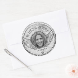 Photo Memorial in Loving Memory Classic Round Stic Classic Round ...