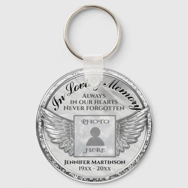 Photo Memorial in Loving Memory Keychain | Zazzle
