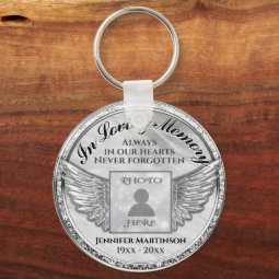 Photo Memorial in Loving Memory Keychain | Zazzle