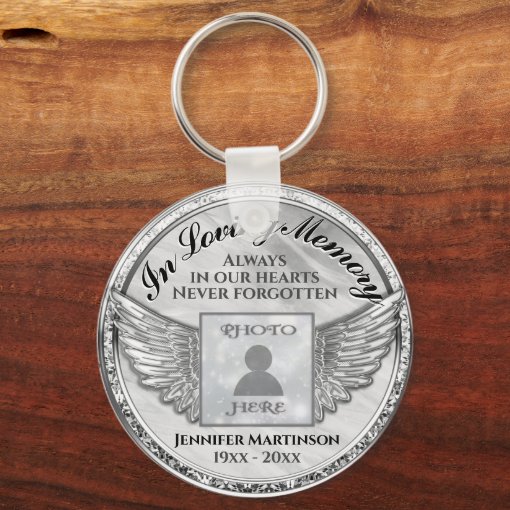 Photo Memorial in Loving Memory Keychain | Zazzle