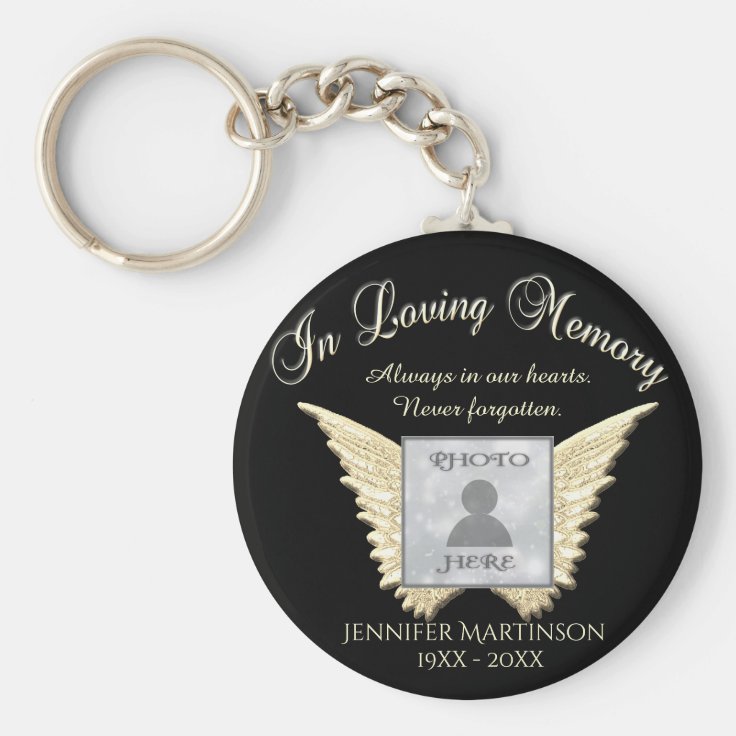 Photo Memorial in Loving Memory Keychain | Zazzle