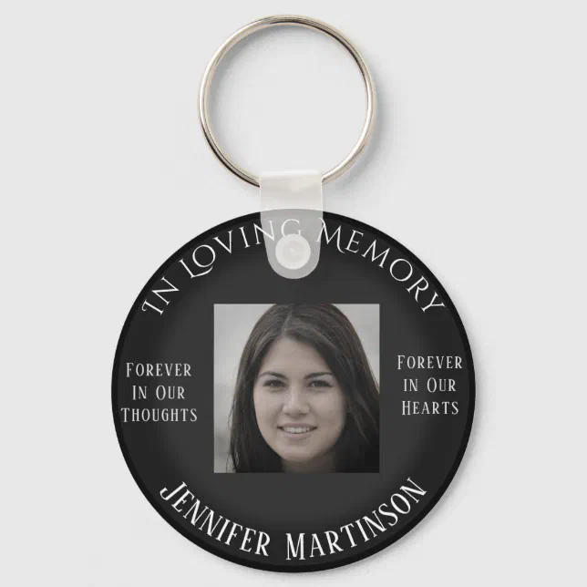 Photo Memorial in Loving Memory Keychain | Zazzle