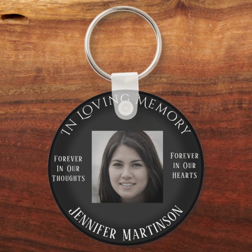 Photo Memorial in Loving Memory Keychain | Zazzle