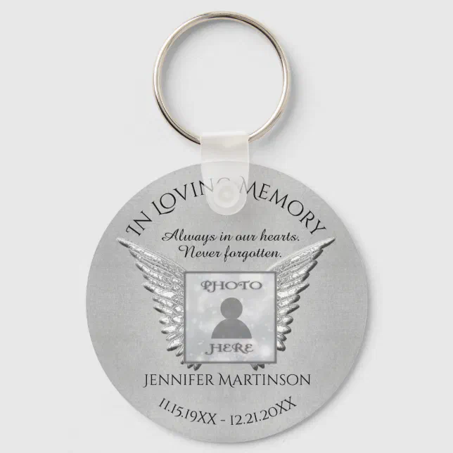 Photo Memorial in Loving Memory Keychain | Zazzle