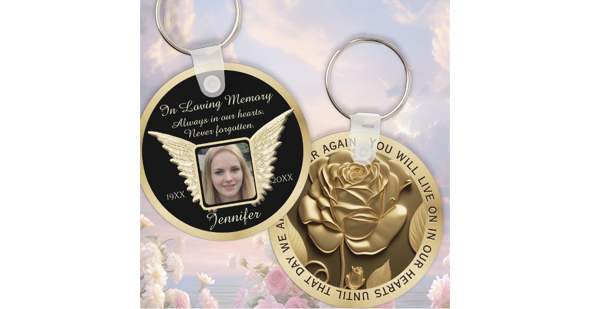 Photo Memorial in Loving Memory Keychain | Zazzle