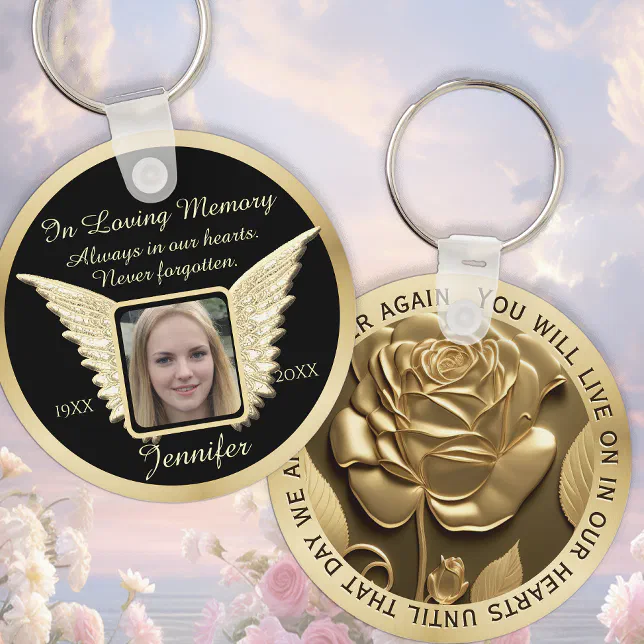 Photo Memorial in Loving Memory Keychain | Zazzle