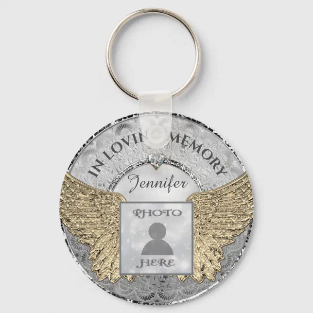 Photo Memorial in Loving Memory Keychain | Zazzle