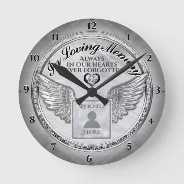 Photo Memorial in Loving Memory Round Clock | Zazzle
