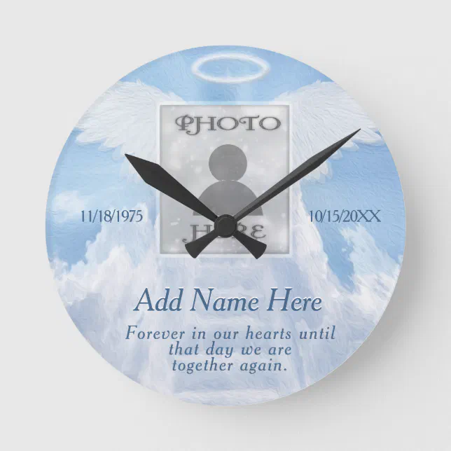 Photo Memorial in Loving Memory Round Clock | Zazzle