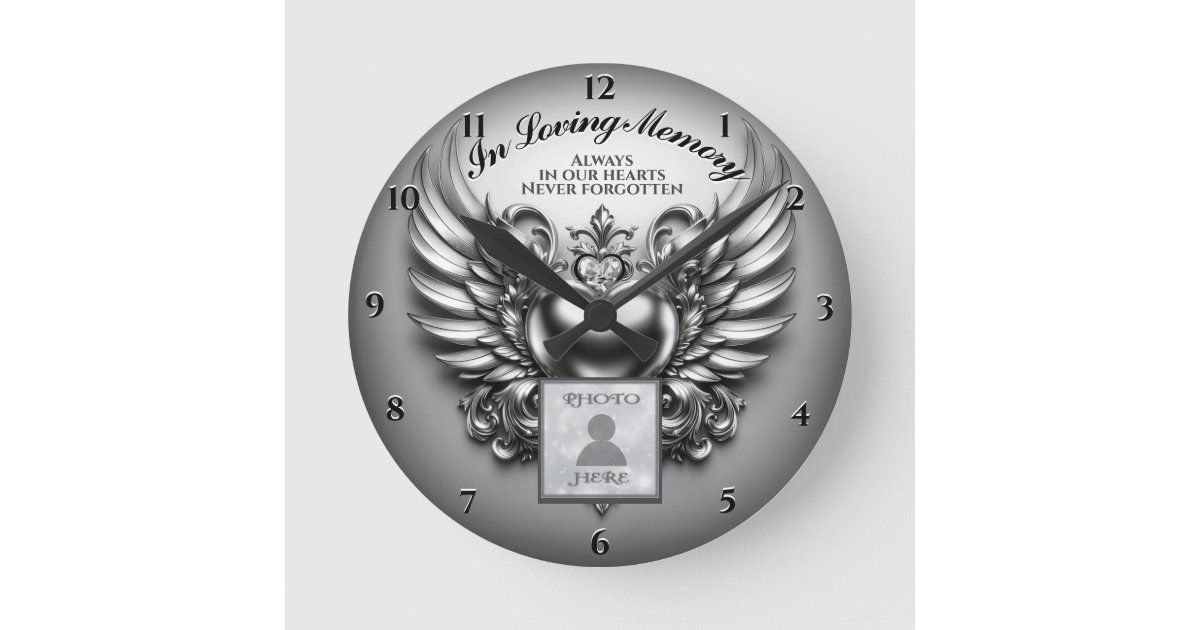 Photo Memorial in Loving Memory Round Clock | Zazzle