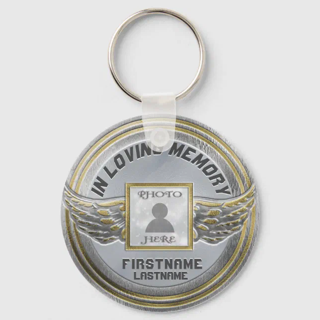 Photo Memorial in Silver and Gold Keychain | Zazzle