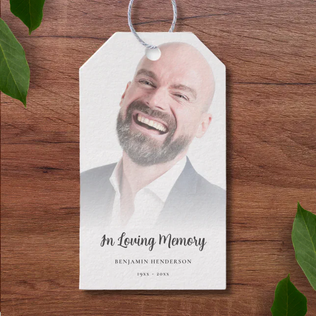 Photo Memorial or Funeral Tribute Gift Tags | Zazzle