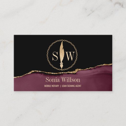 Photo Mobile Notary Loan Signing Agent Monogram Business Card | Zazzle