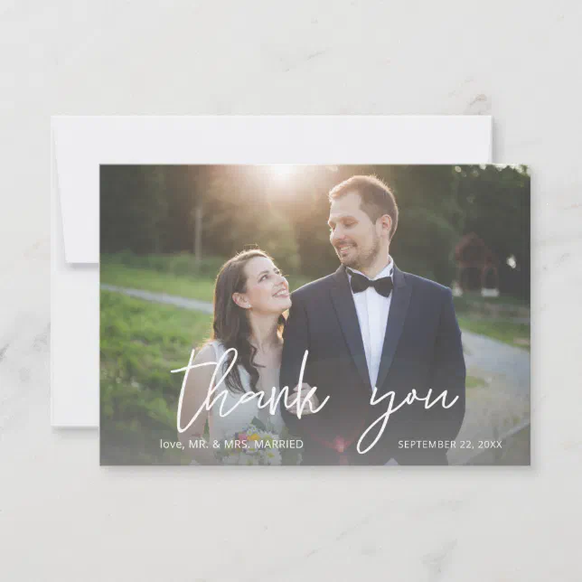 Photo Modern Calligraphy 3 Thank You Card | Zazzle