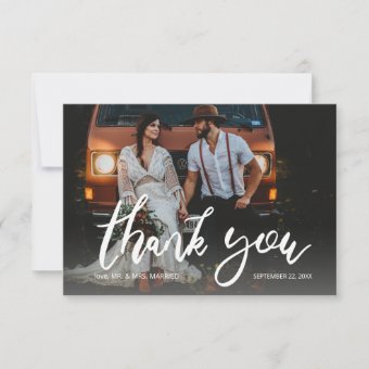 Photo Modern Calligraphy Handwriting 2 Thank You Card | Zazzle