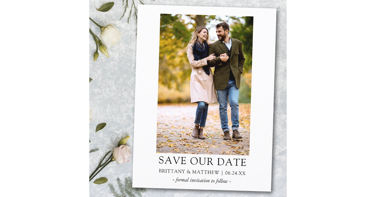 Photo Modern Minimalist Simple Save Our Date Postcard | Zazzle