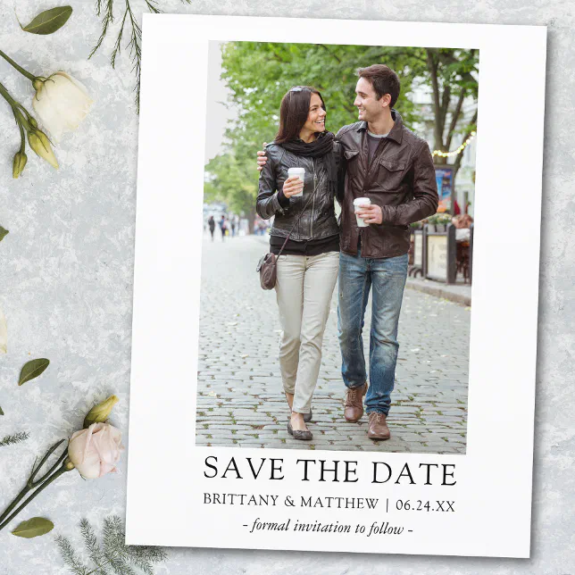 Photo Modern Minimalist Simple Save The Date Postcard | Zazzle