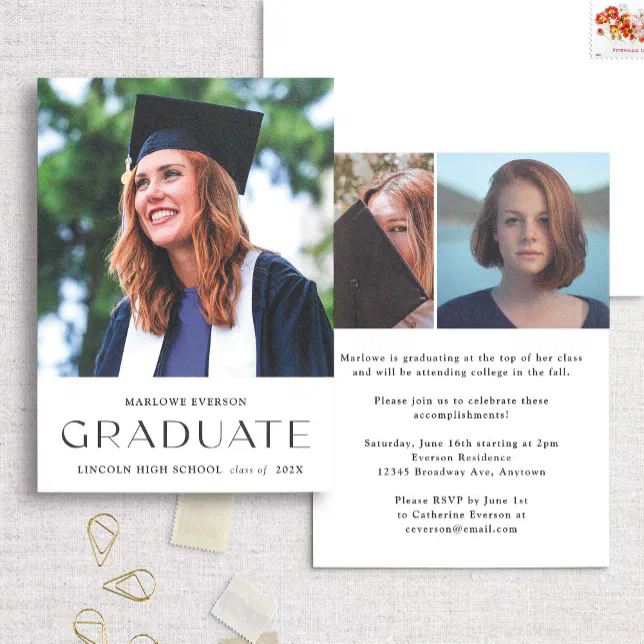 Photo Modern Portrait Graduation Announcement | Zazzle