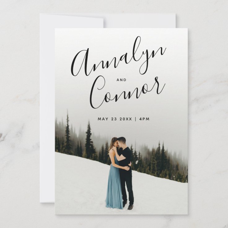 Photo Modern Script | Simple Clean Wedding Invitation | Zazzle