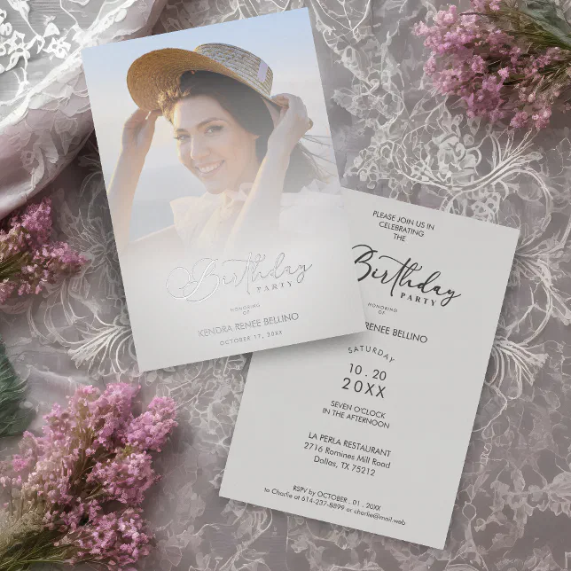 Photo Modern Transparency Overlay Vellum Effect Foil Invitation | Zazzle