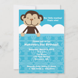 Photo Monkey Birthday Invitation Double Sided | Zazzle