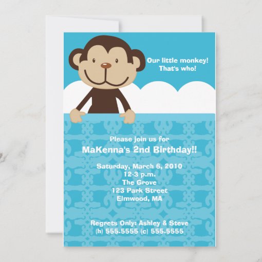 Photo Monkey Birthday Invitation Double Sided | Zazzle