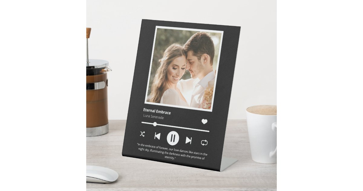 Photo Music Player Personalized Black Pedestal Sign | Zazzle