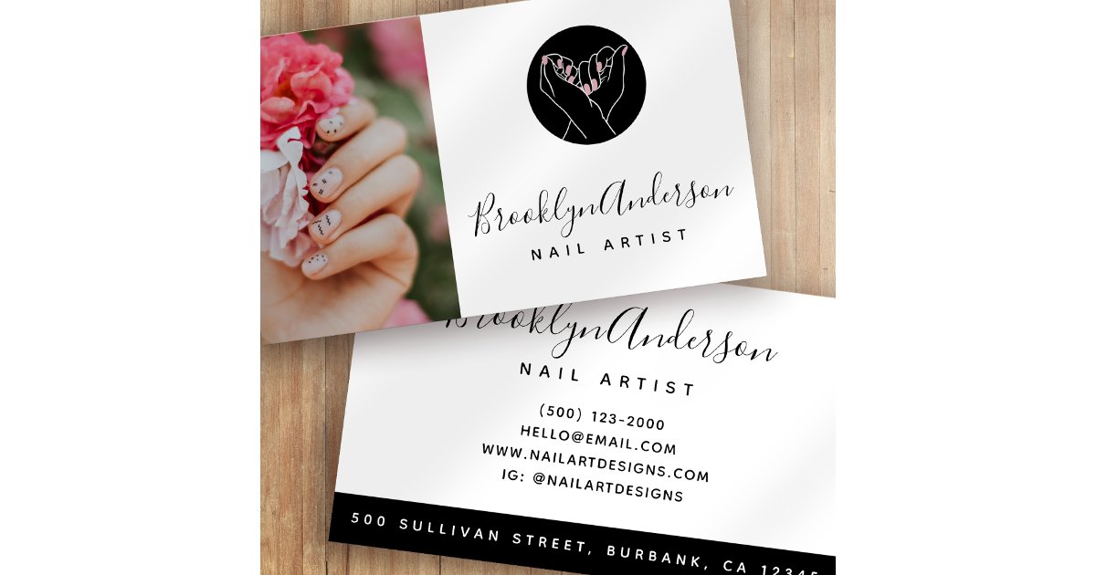 Photo Nail Tech Logo Business Card | Zazzle