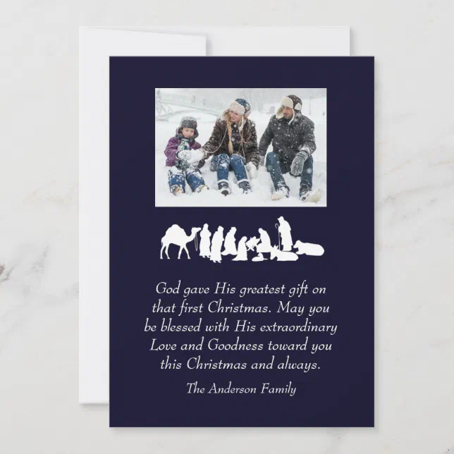 Photo Nativity Bible Verse Christian Christmas Holiday Card | Zazzle