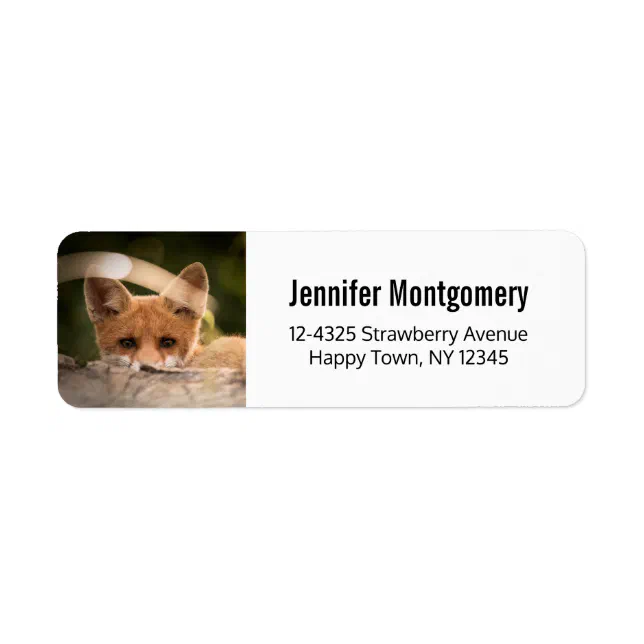Photo of a Cute Little Orange Fox Label | Zazzle