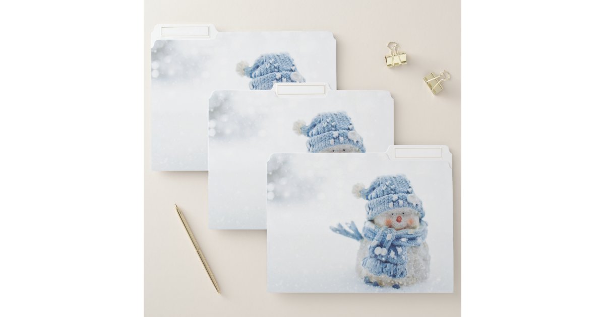 Photo of a Cute Snowman in Winter - Christmas File Folder | Zazzle