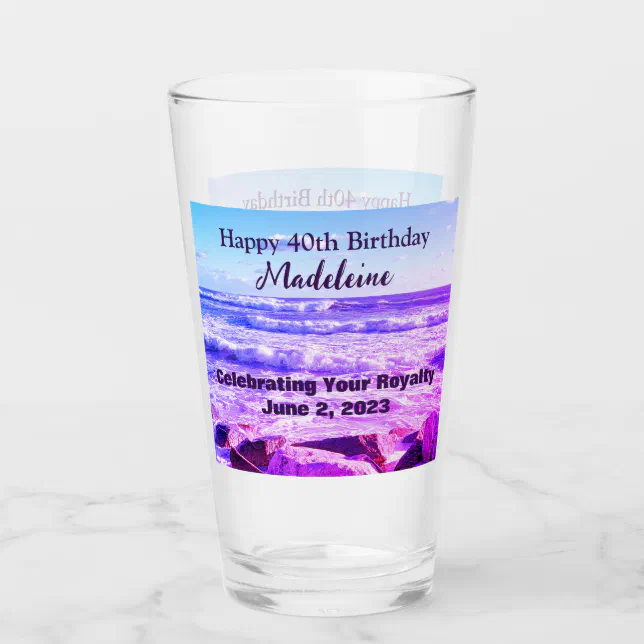 Photo of Atlantic Ocean Waves 40th Birthday Purple Glass | Zazzle