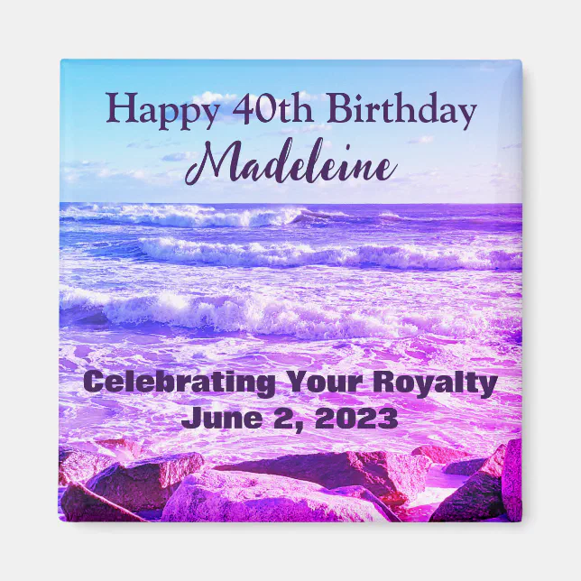 Photo of Atlantic Ocean Waves 40th Birthday Purple Magnet | Zazzle