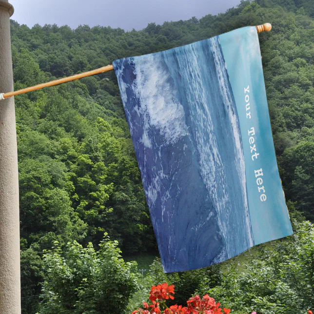 Photo of Atlantic Ocean Waves Blue Water Sky House Flag | Zazzle