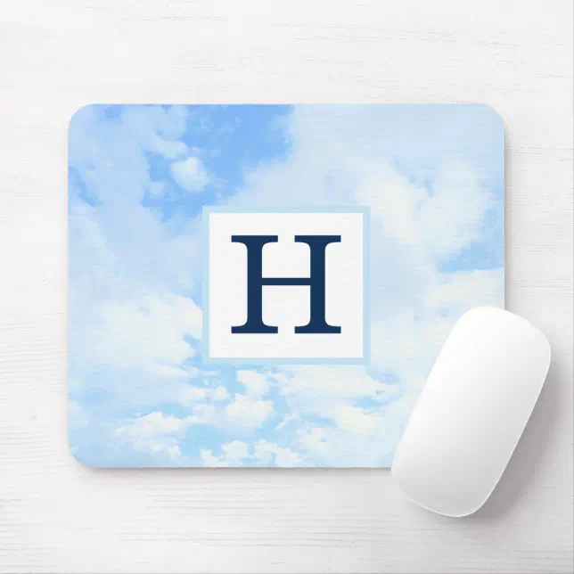 Photo of Blue Sky Elegant Single Initial Mouse Pad | Zazzle