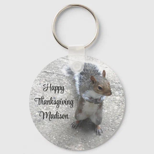 Photo of Cute Little Squirrel with Fluffy Tail Keychain | Zazzle