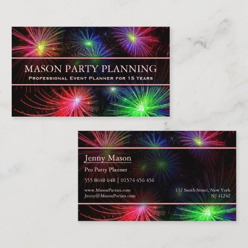 Photo of Fireworks Party Planner - Business Card | Zazzle