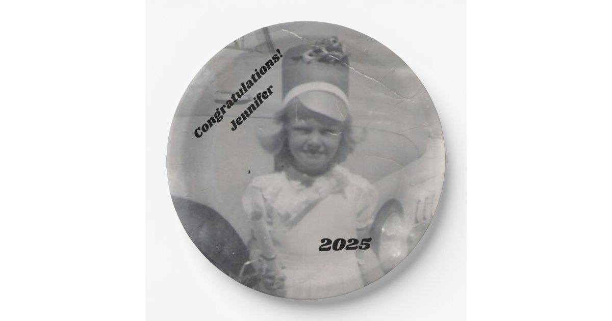 Photo of Graduate | Congratulations | Name & Year Paper Plates | Zazzle