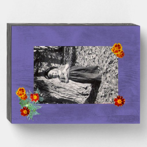 Photo of Halloween Costume Purple with Marigolds Wooden Box Sign | Zazzle